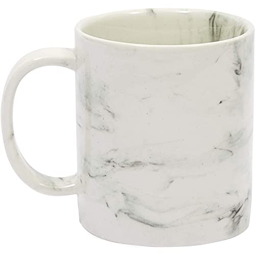 Farmlyn Creek Rose Gold Letter J Monogram Mug, White Marble Ceramic Coffee Cup (11 oz)