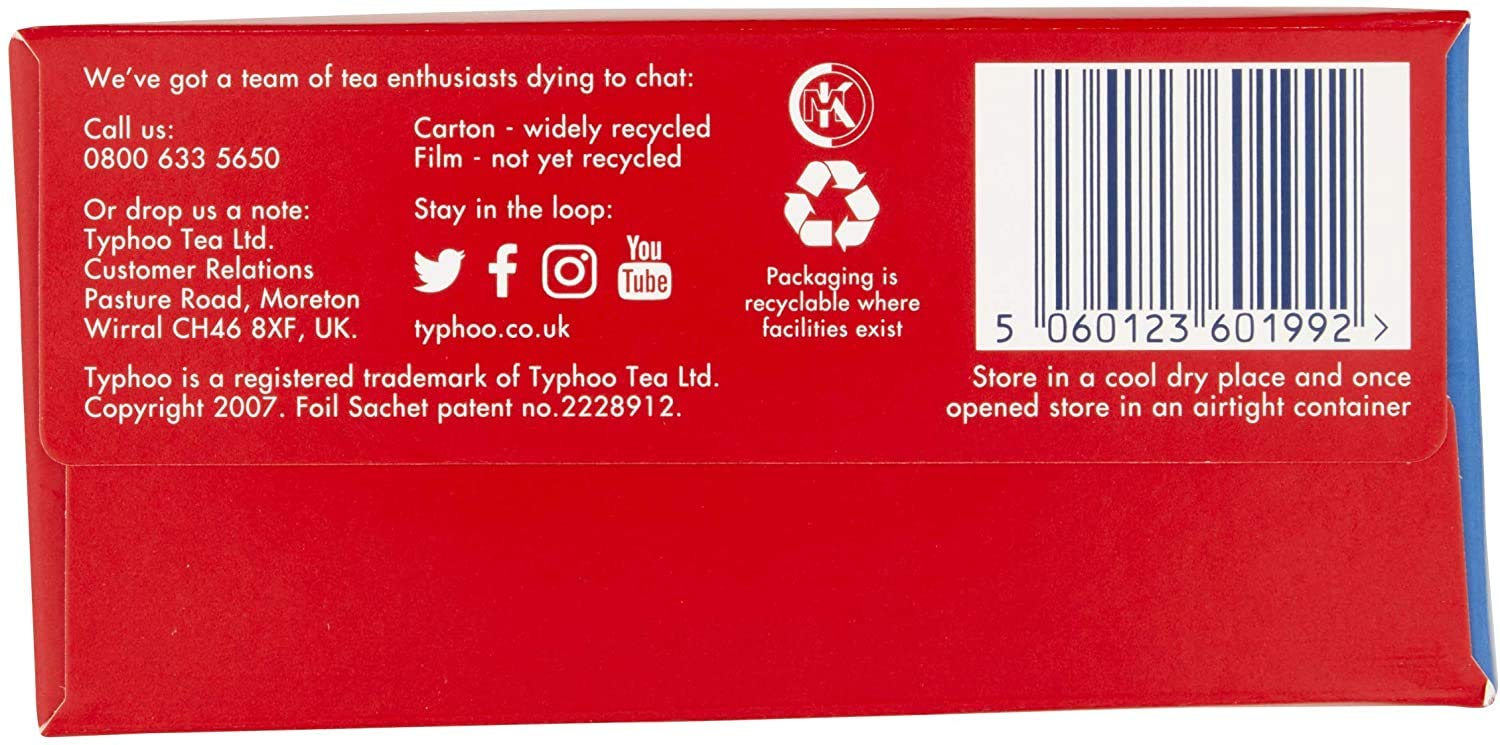 Typhoo Tea: 80 Authentic English Tea bags Individually Wrapped, Black Tea Bags, British Black Tea, British Blend, English Breakfast Tea, Kosher for Passover