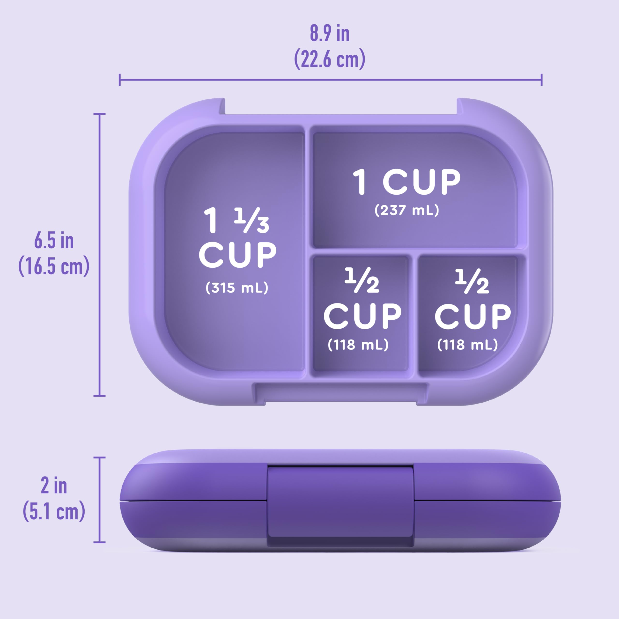 Bentgo Kids Chill Leak-Proof Lunch Box - Included Reusable Ice Pack Keeps Food Cold; 4-Compartment Bento Lunch Container; Microwave/Dishwasher Safe; 2 Year Manufacturer's Warranty (Purple)