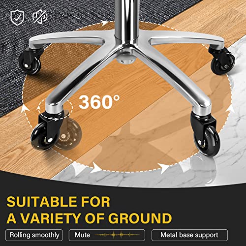 WKWKER Heavy Duty Saddle Rolling Stool with Wheels Hydraulic Swivel Adjustable Rolling Stool Ergonomic Thick Leather Seat Stool Chair for Kitchen Drafting Lab Office Salon Message Stool β White