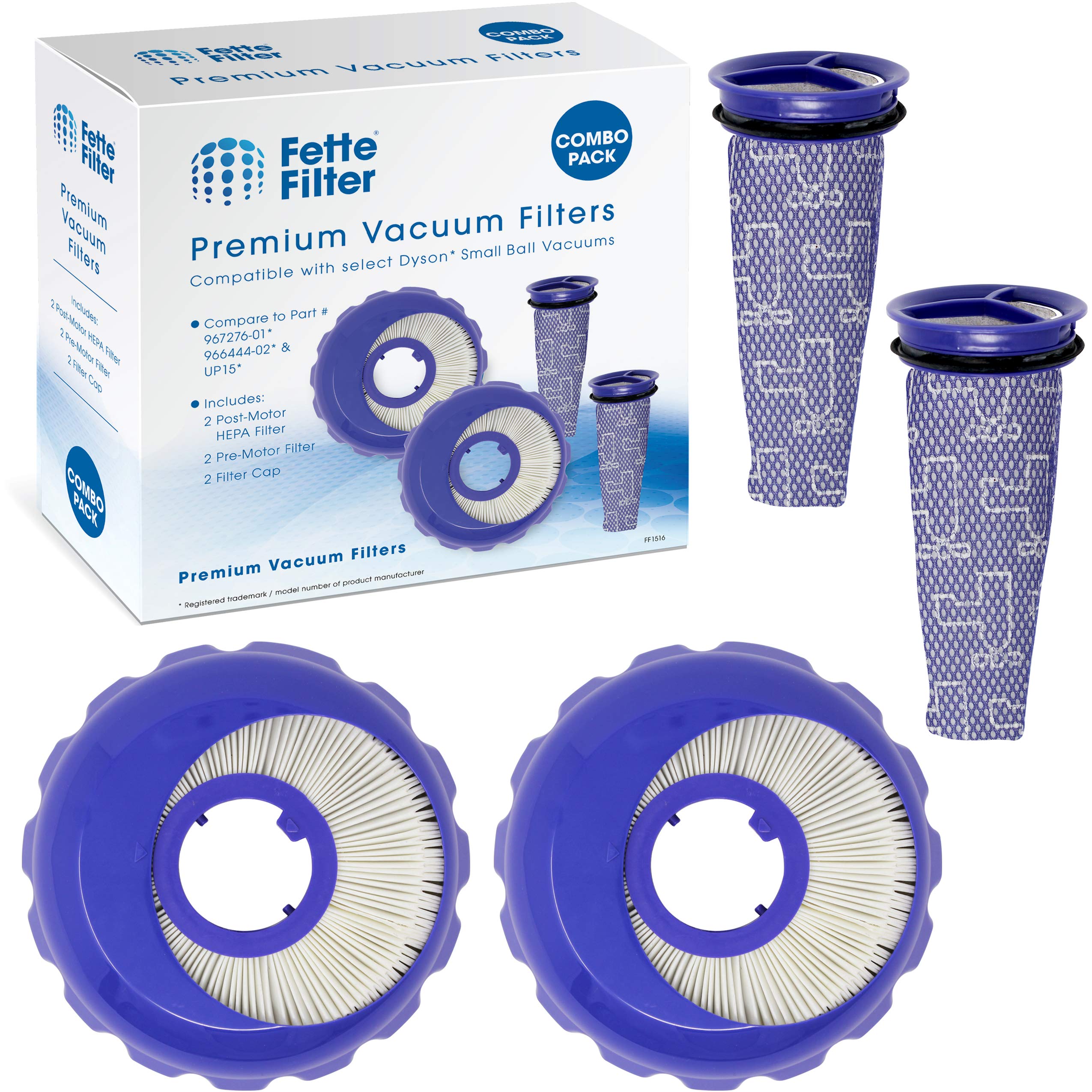 Fette Filter - Vacuum Filter Set Compatible with Dyson Small Ball UP15, Small Ball Multi Floor & Small Ball Pro. Compare to Part # 966444-02 & 967276-01 - Pack of 2