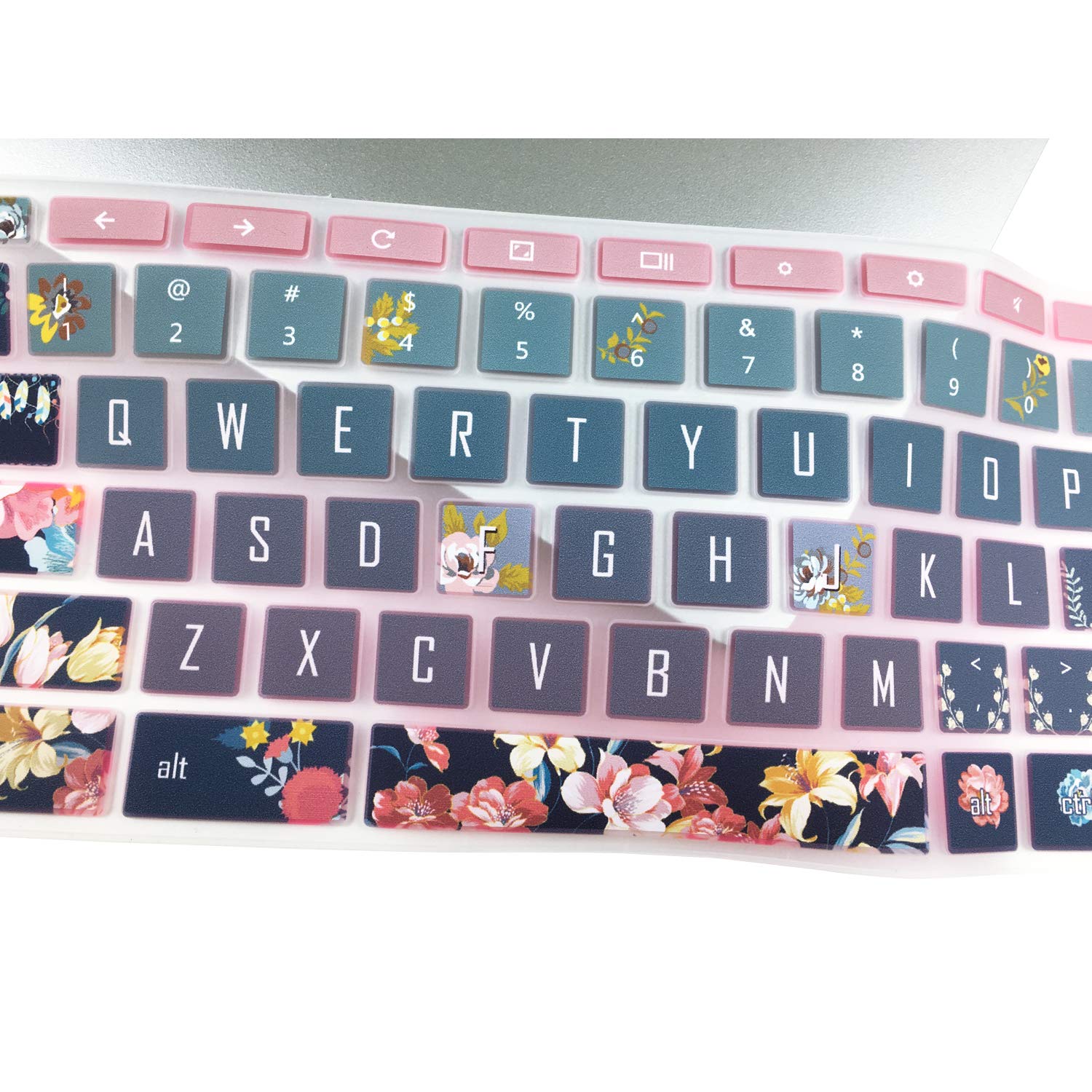 Silicon Keyboard Cover for 11.6" Lenovo Chromebook C330 C340, Flex 11, 100e 300e 500e N20 N21 N22 N23, 14" N42 N42-20, Red Flower