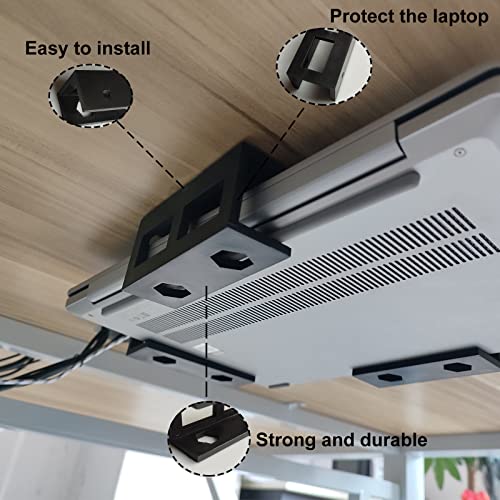 PIAOLGYI 6 Pcs Under Desk Laptop Holder Mount with Screw,Under Desk Laptop Mount Bracket,Add On Under Table Laptop/Keyboard Storage(6 Pcs)