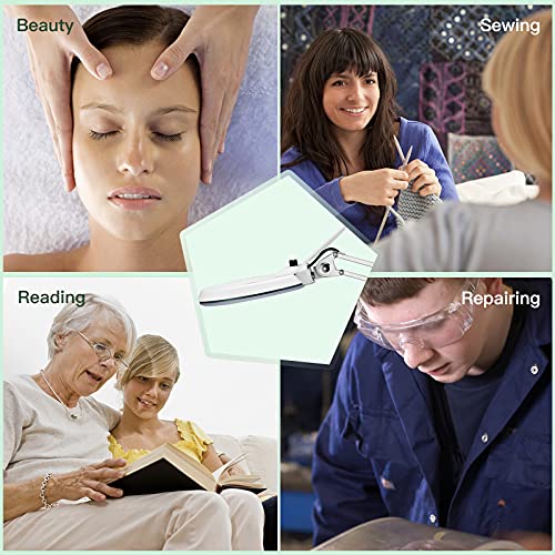 Gynnx Magnifying Lamp with Clamp,Dimmable 10X Magnifier, LED 4200 Lumens,5 Inches Magnifier Glass, Adjustable Stainless Steel Lamp Arm for Reading,Craft,Knitting,Desktop Office Workbench MY2(White)