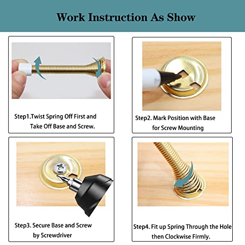 GLOBIZ 15 Pack Spring Door Stops Bright Brass 3-1/3”Heavy Duty Door Stops with Flexible Rustproof Spring Steel Wire and Durable Rubber Bumper Tips Noise Absorption Protect Door and Knob