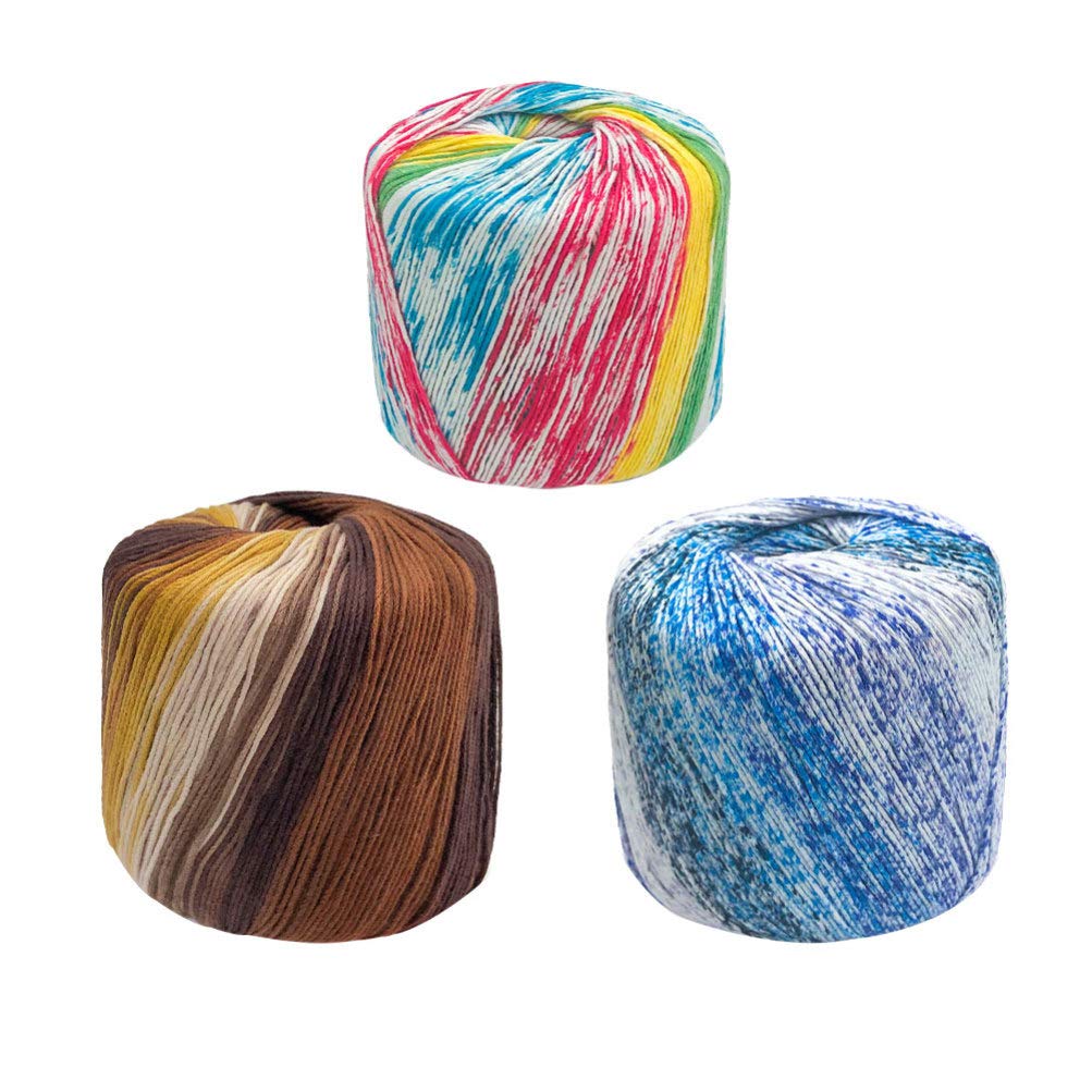 Healifty 133M Crochet Yarn Knitting Yarn Soft Cotton Yarn Color Gradient Hand Knitting Supplies for Sweater Scarf Hat Shawl Blanket Sky-Blue