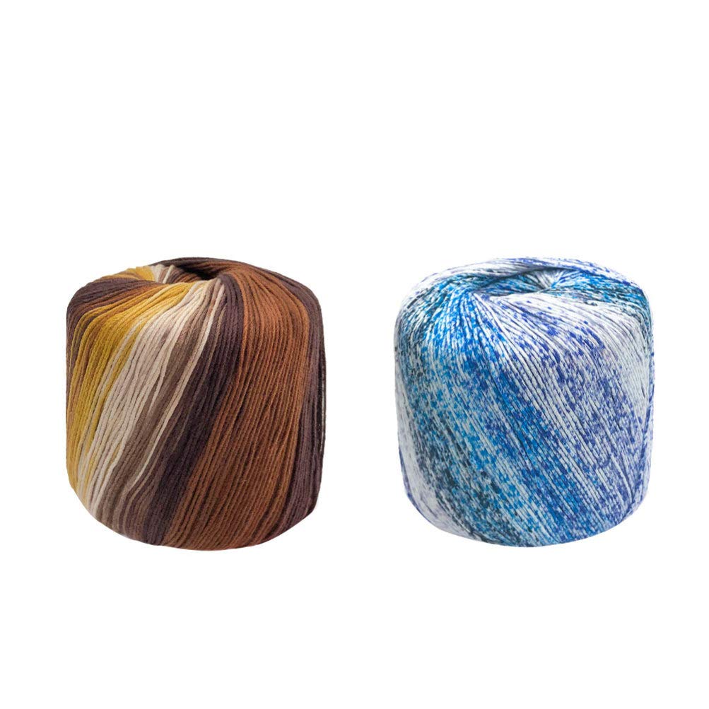 Healifty 133M Crochet Yarn Knitting Yarn Soft Cotton Yarn Color Gradient Hand Knitting Supplies for Sweater Scarf Hat Shawl Blanket Sky-Blue