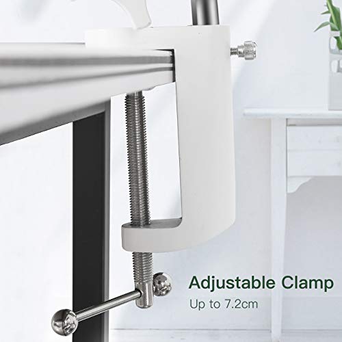 Gynnx Magnifying Lamp with Clamp,Dimmable 10X Magnifier, LED 4200 Lumens,5 Inches Magnifier Glass, Adjustable Stainless Steel Lamp Arm for Reading,Craft,Knitting,Desktop Office Workbench MY2(White)