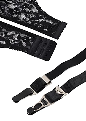 PERAMBRY Women's lace sexy garter belt stockings garter belt mesh suspenders (garter belt only sold)（Lace black xl）