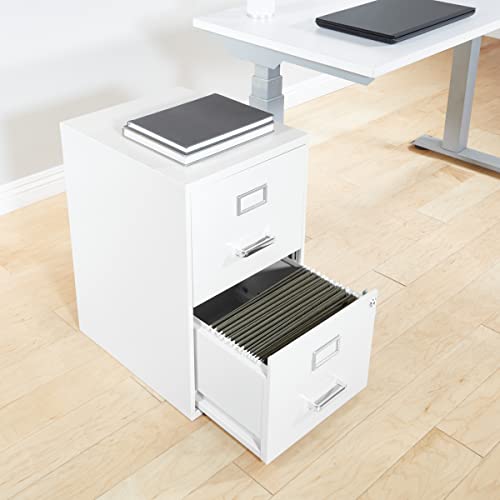 OSP Home Furnishings 2 Drawer Locking Metal File Cabinet, White