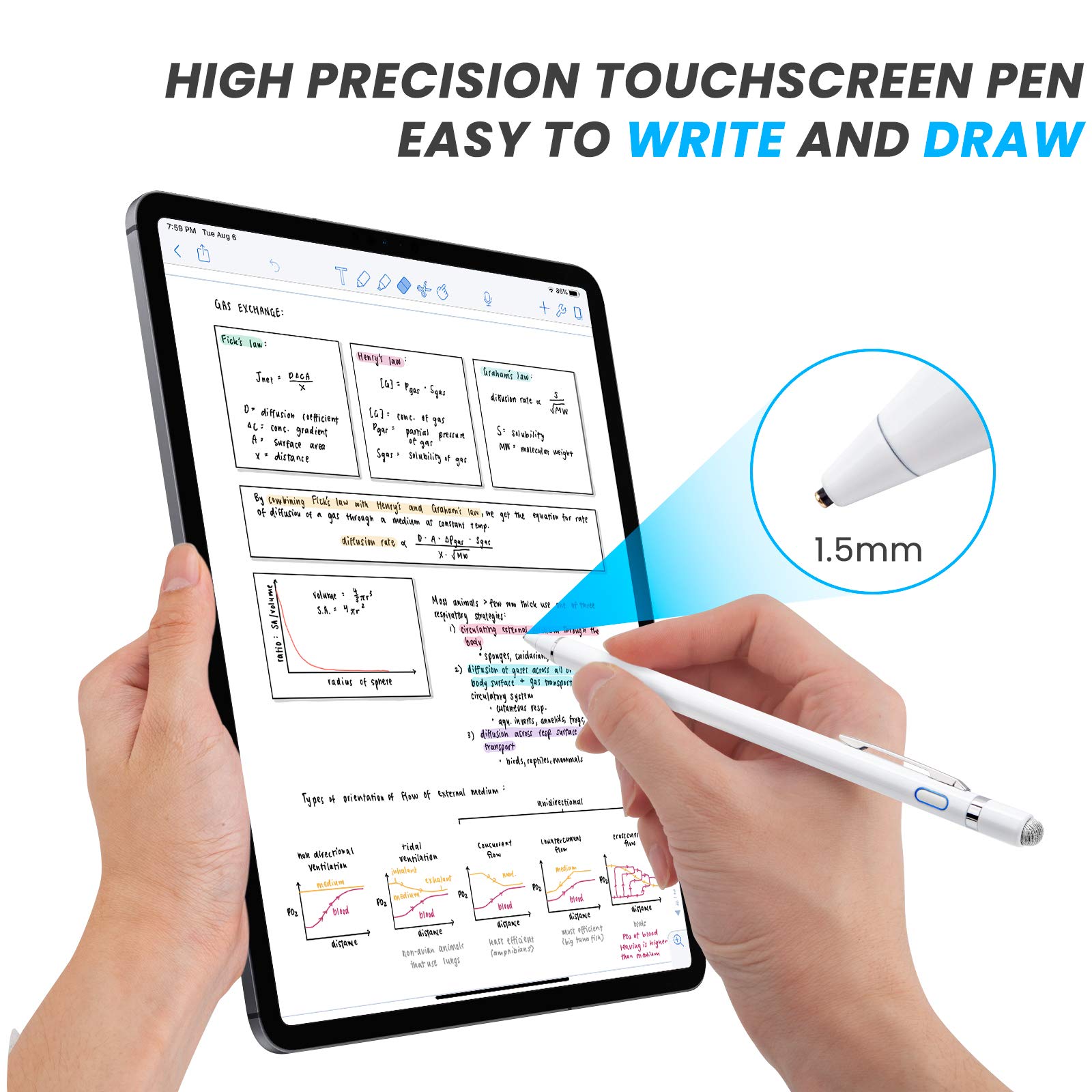 Pencil for Lenovo 2 in 1 Chromebook, EDIVIA Digital Pencil with 1.5mm Ultra Fine Tip Pen for Lenovo C330 Chromebook Stylus, White