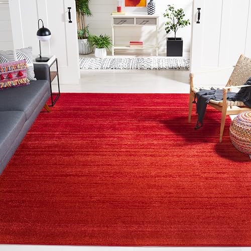 SAFAVIEH Adirondack Collection Area Rug - 8' x 10', Red & Grey, Modern Ombre Design, Non-Shedding & Easy Care, Ideal for High Traffic Areas in Living Room, Bedroom (ADR113Q)