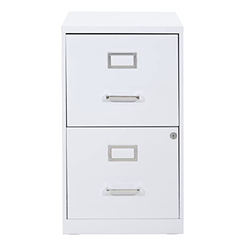 OSP Home Furnishings 2 Drawer Locking Metal File Cabinet, White