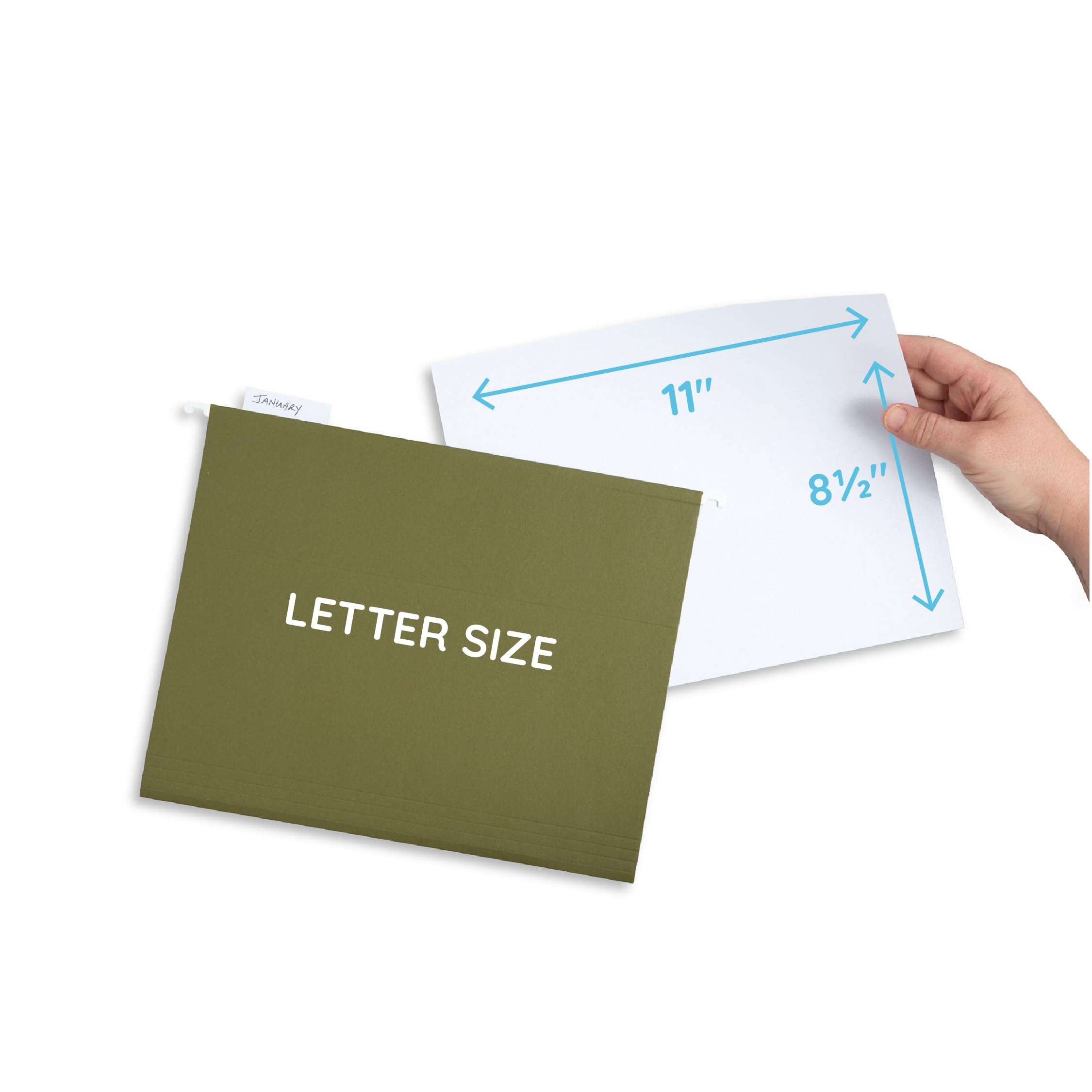 Blue Summit Supplies 25 Hanging File Folders, Reinforced Hanging Folders, Standard File Folders for Filing Cabinet, Letter Size, Green, 25 Pack