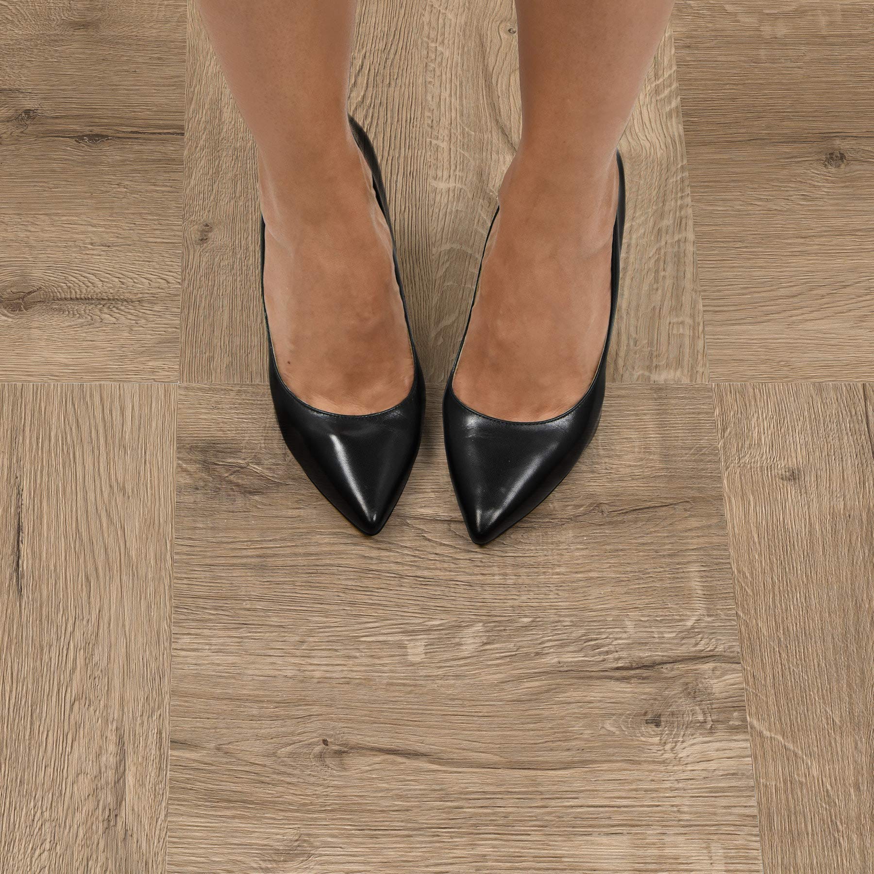 FloorPops FP3319 Pickling Peel & Stick Floor Tiles, Brown