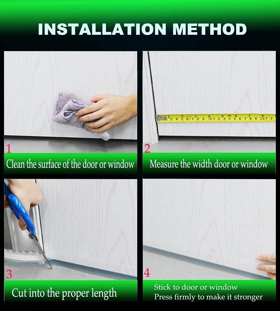 Updated Weather Stripping Door Seal, Door Draft Stopper Silicone Seal Strip for House and Glass Shower Doors for Windows Gaps of Collision and Side, Window Insulation for Winter