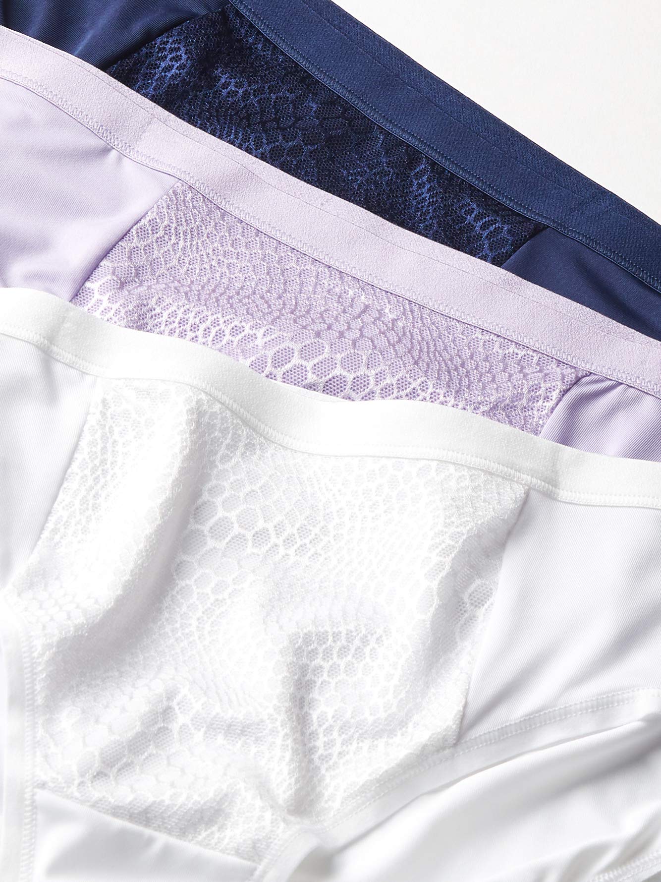 Warner's womens Blissful Benefits Tummy-smoothing Comfort Microfiber 3-pack Ru5023w Hipster Panties, Lavender Macaron/White/Navy Ink, Medium US