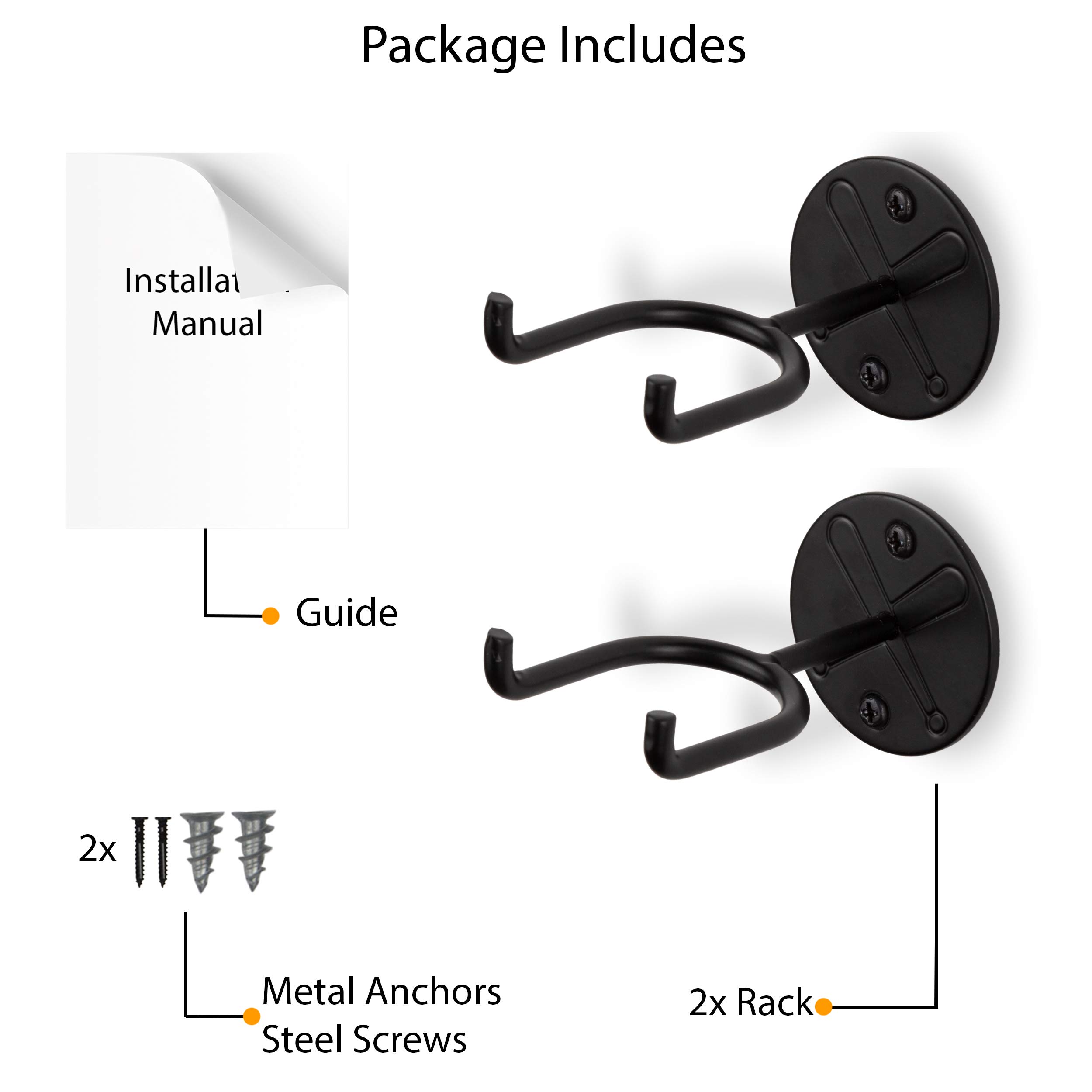 Wallniture Sporta Baseball Holder, Baseball Bat Wall Mount Display Stand for Man Cave Decor, Sports Memorabilia Ball Storage Rack Set of 2 Black