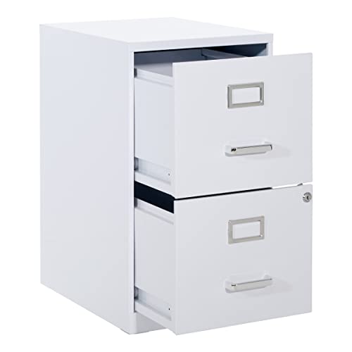 OSP Home Furnishings 2 Drawer Locking Metal File Cabinet, White