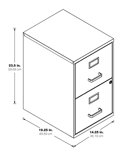 OSP Home Furnishings 2 Drawer Locking Metal File Cabinet, White