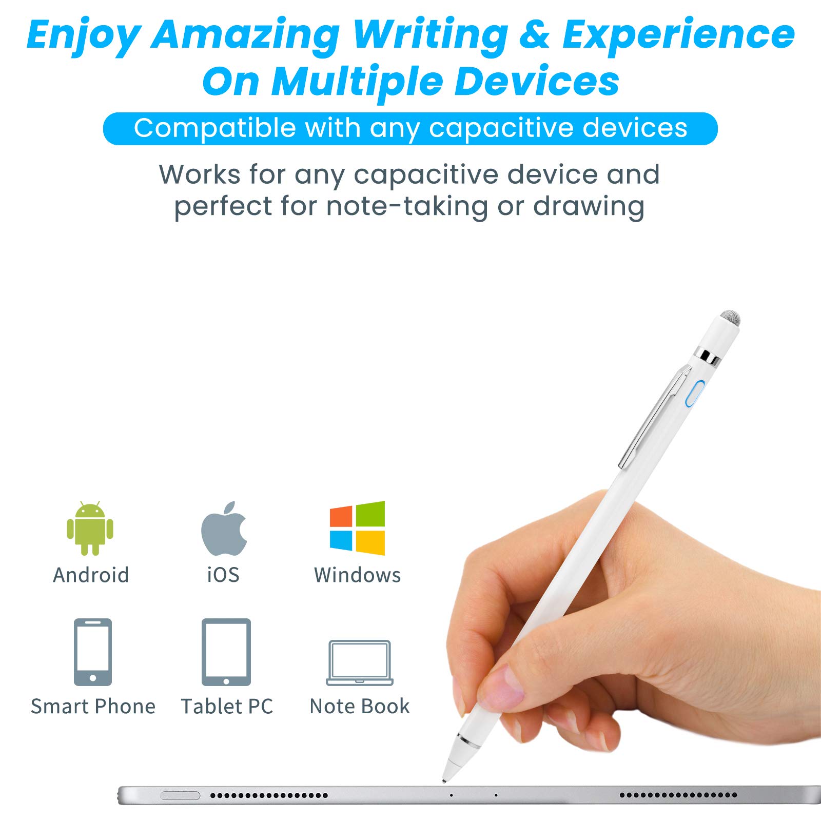 Pencil for Lenovo 2 in 1 Chromebook, EDIVIA Digital Pencil with 1.5mm Ultra Fine Tip Pen for Lenovo C330 Chromebook Stylus, White