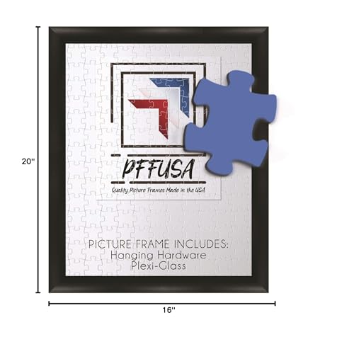 Puzzle Frame | Picture Frame | Poster Frame | Puzzle Frame | 1.25 Inch Black MDF Frame | Plexi Glass and Hanging Hardware Included (16X20)