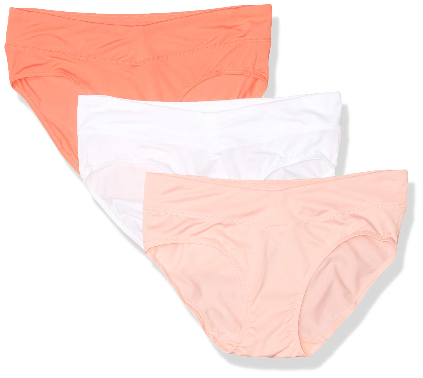 Warner's Women's Blissful Benefits No Muffin 3 Pack Hipster Panties, Sugar Coral/White/Peach Glow, 3XL