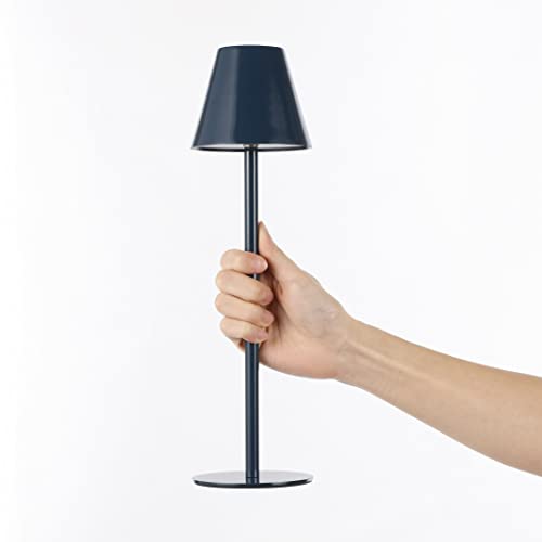 LEDLUX Cordless LED Table Lamp, Rechargeable Desk Lamp, Wireless Small Night Light, Metal Modern Desk Light, Stepless Dimming, Touch Switch, for Bedroom/Coffee Table/Restaurant/Garden(Blue,1 Pack)