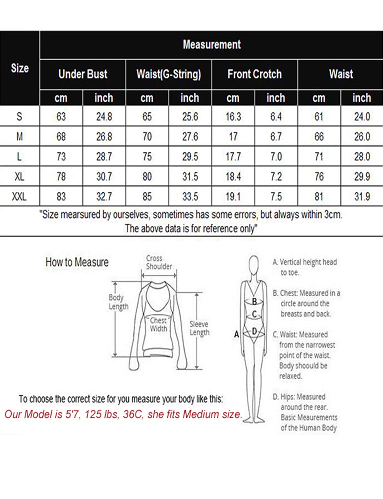 ADOME Sexy Lingerie Set for Women with Underwire Bondaged Lingerie Set Strappy Push Up 3 Piece Garter Lingerie Set(Black,Large)