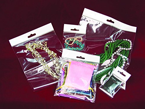 888 Display® - 200 Bags of Ultra Clear Treat, Bakery, Candle, soap, Cookie Bags w/Adhesive Seal (4"x6" - 200 Count, Ultra Clear w/Hanging Header)