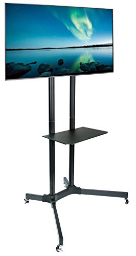Husky Mounts Mobile TV Stand with Wheels Heavy Duty Universal Rolling TV Cart Fits Most 32” – 70” LED LCD TVs with Shelf and Mount Max Load 132 LBS Load Capacity TV Trolley