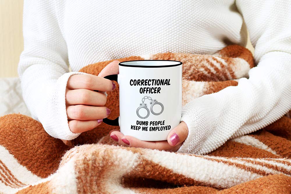 Casitika Correctional Officer Mugs. 11 oz Corrections Work Coffee Mug. Dumb People Keep Me Employed. Cup idea for Co-Worker.