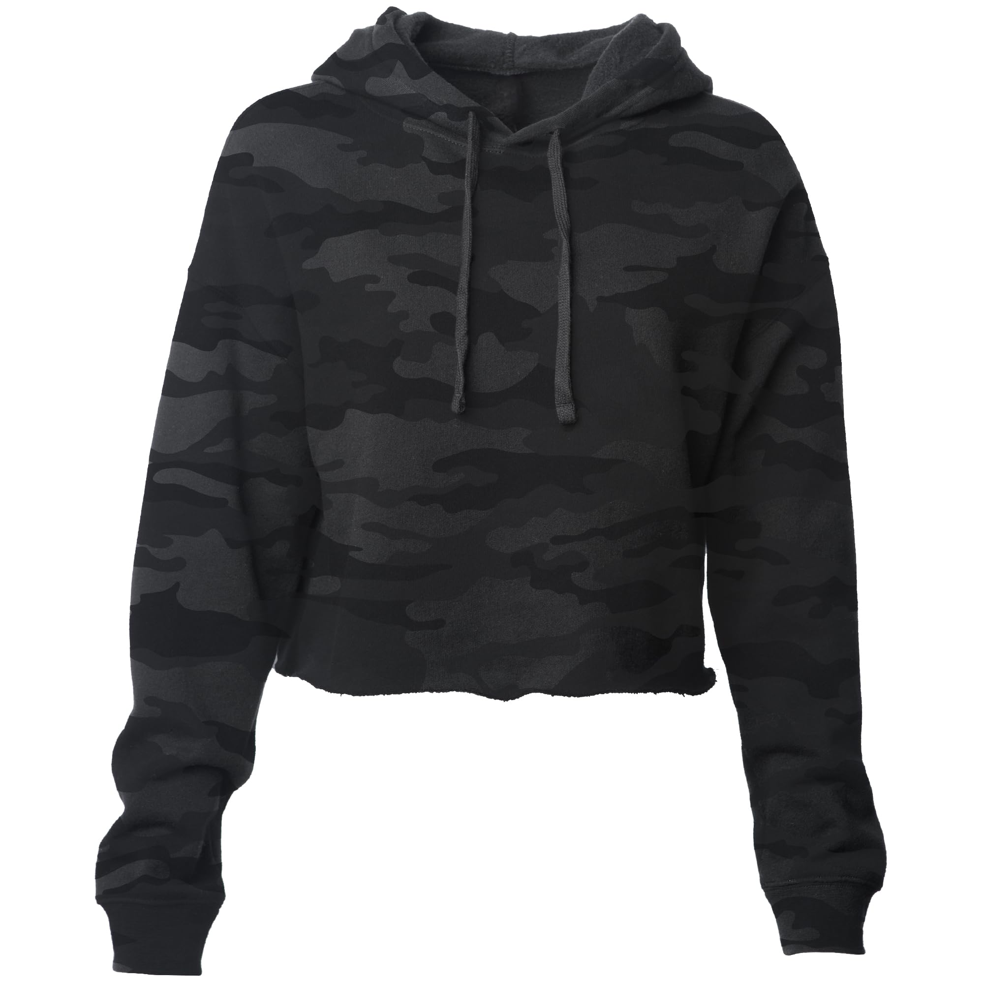 Global Blank Womens Cropped Hoodie Crop Top Sweatshirts for Women Cropped Sweater, Black Camo, Medium