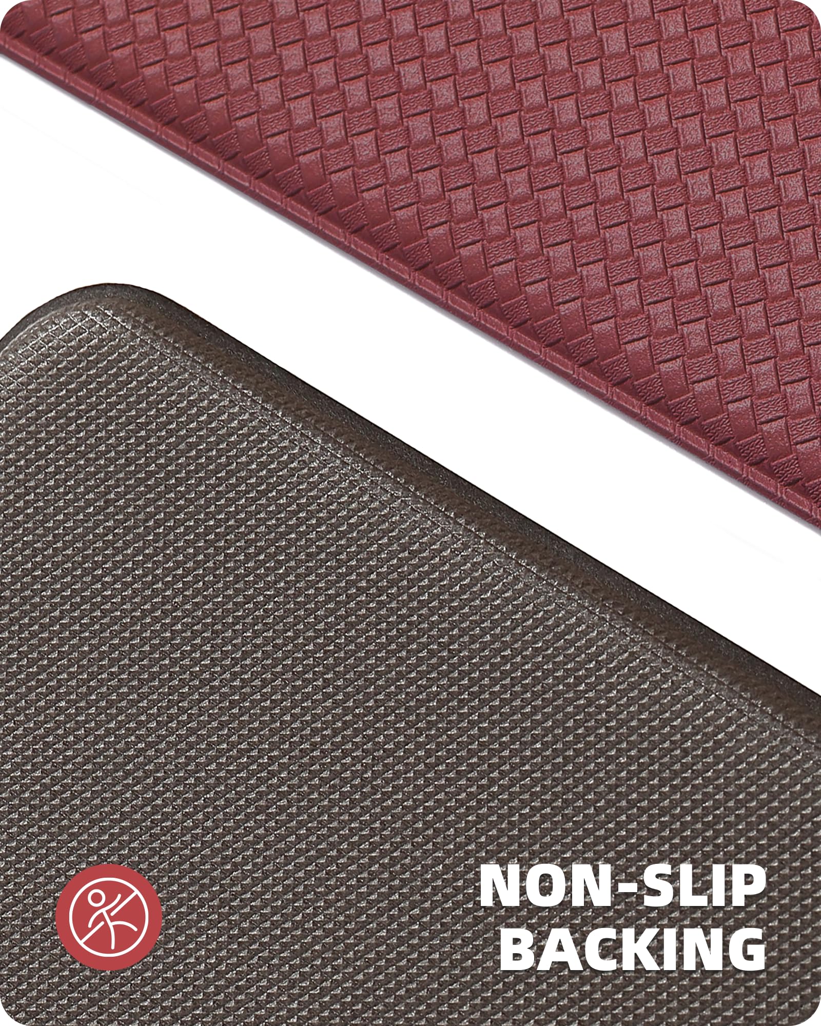 Color&Geometry Kitchen Rug Set 2 Piece Kitchen Runner Rug Kitchen Floor Mat, Cushioned Anti Fatigue Non Skid Waterproof Comfort Standing Kitchen Mat, 17"x29"+17"x59", Red