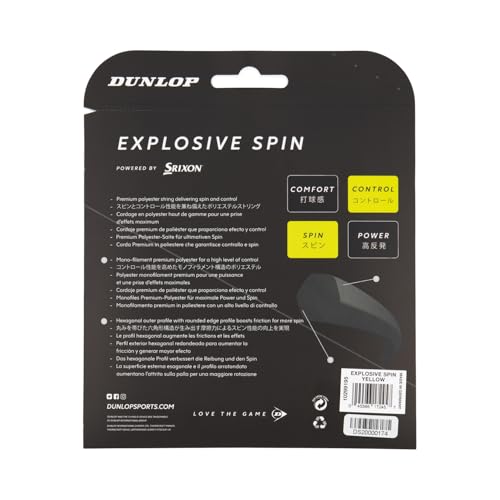 Dunlop Sports Explosive Spin 17G Tennis String, Yellow, 1 Set