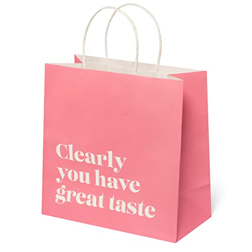 Seymour Butz 24 Pack Gift Bags - 10 x5 x10 - You Have Great Taste - Pink Retail Shopping Bags, Thank you Bags for Boutiques