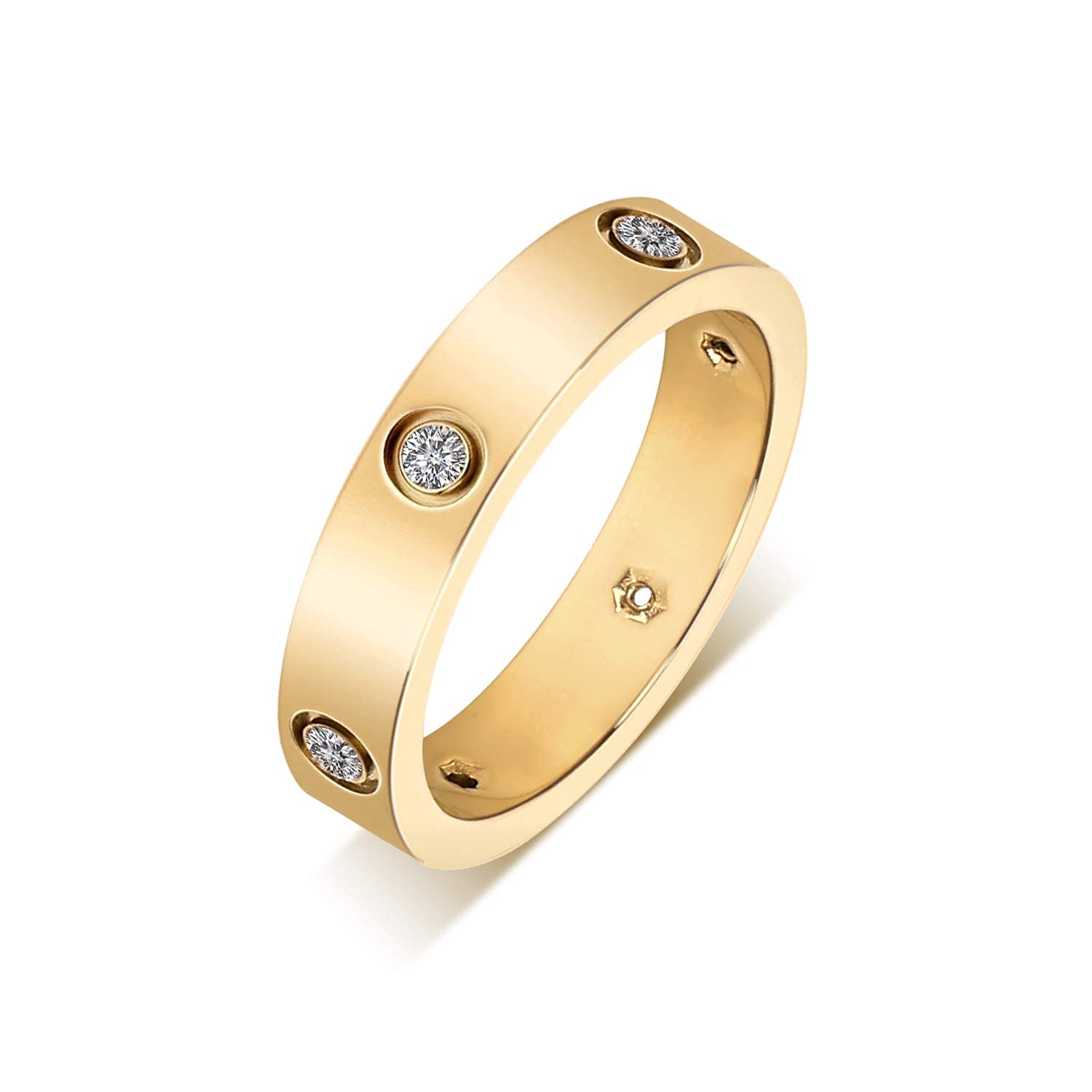 Aojun Fashion Classic 18K Gold Plated Titanium Steel Women Stacking Ring Best Gifts Couples Valentine's Day (Gold, 6)