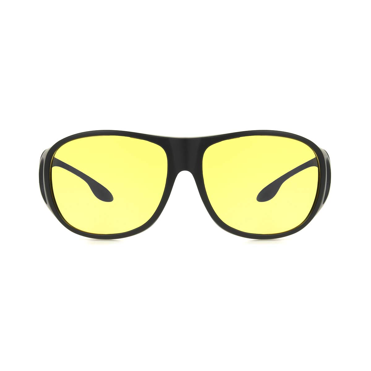 Dioptics Solar Shield Elm Fits Over Sunglasses Polarized Square, Black/Night Driver Lens, 54 mm