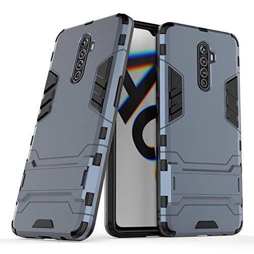 Case for Oppo Reno Ace (6.5 inch) 2 in 1 Shockproof with Kickstand Feature Hybrid Dual Layer Armor Defender Protective Cover (Blue Black)