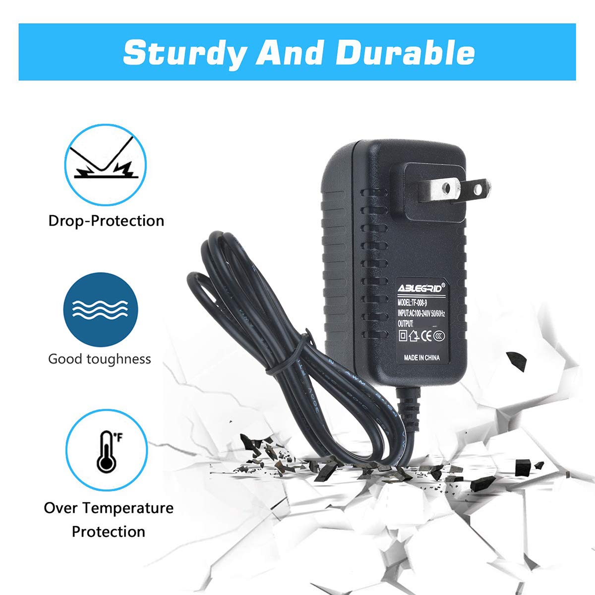 ABLEGRID AC/DC Adapter for Panasonic KX-TGM420 KX-TGM420W KX-TGM420AZB Handset Amplified Bluetooth DECT 6.0 Digital Cordless Answering Phone Telephone System