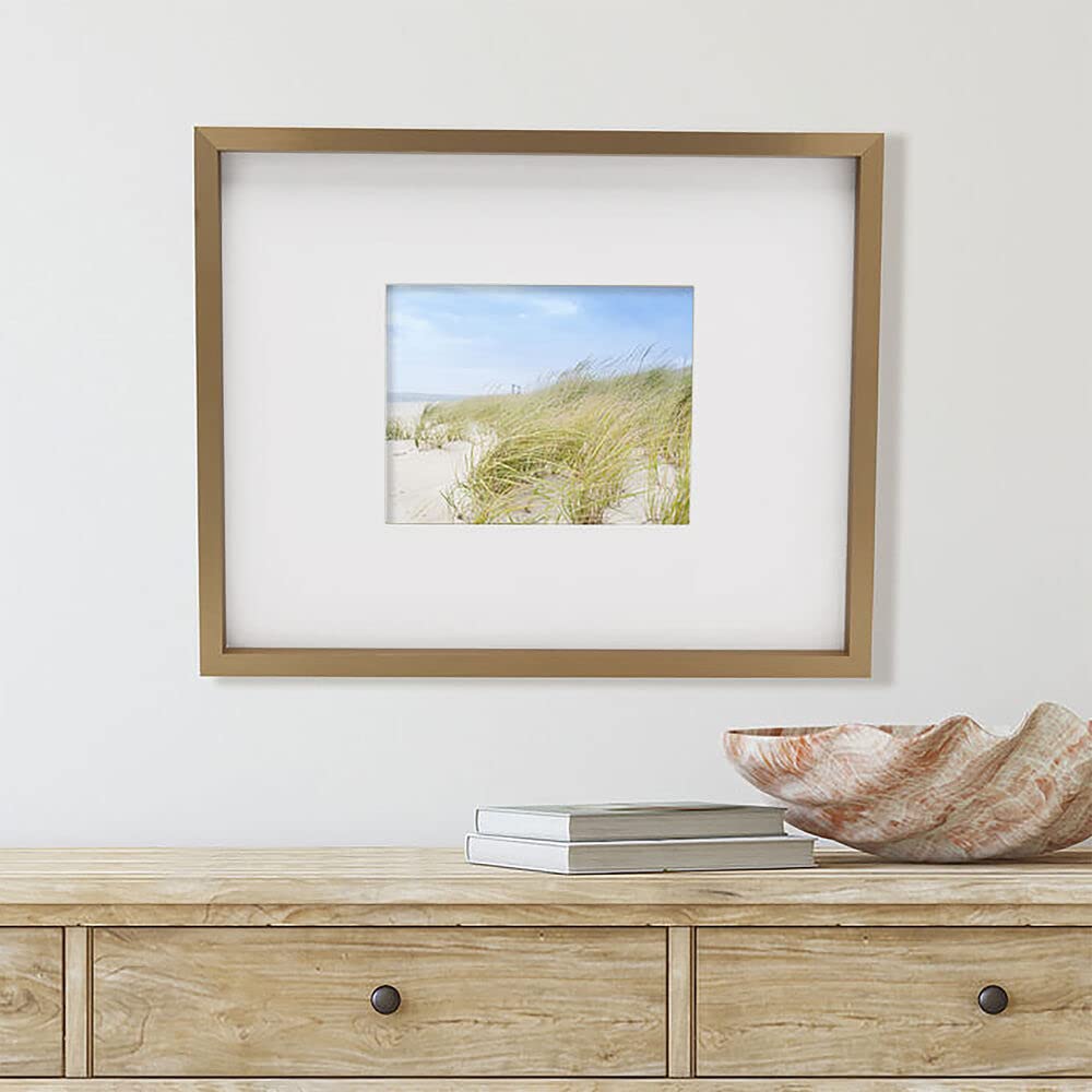 Mikasa Gallery Frame-16.93 x 21.06 in. Photo without Mat, 7.5 x 9.5 in. Photo with Mat, 2 mm Beveled Mat, Vertical or Horizontal Display, 17x21 Inch, Champagne