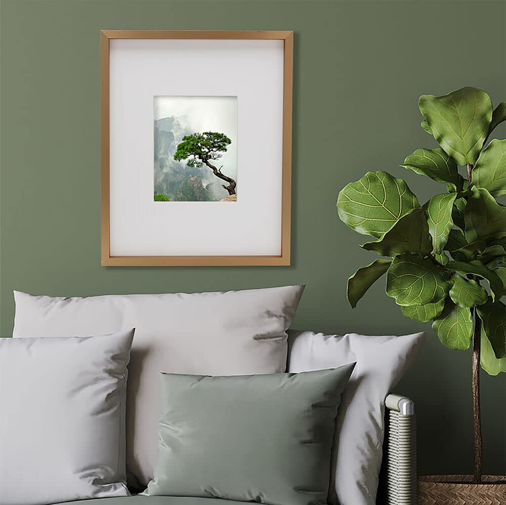 Mikasa Gallery Frame-16.93 x 21.06 in. Photo without Mat, 7.5 x 9.5 in. Photo with Mat, 2 mm Beveled Mat, Vertical or Horizontal Display, 17x21 Inch, Champagne
