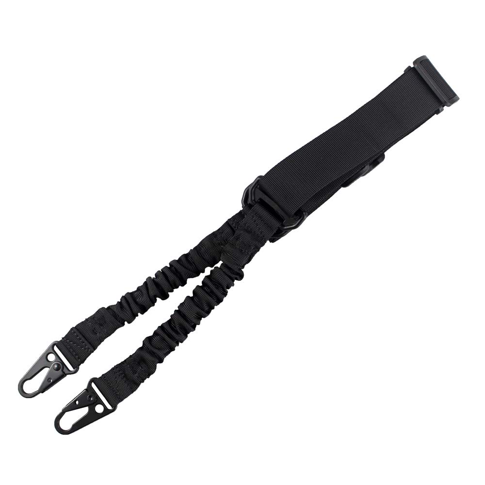 Depring 2 Points Rifle Sling Length Adjustable Traditional Gun Shoulder Strap with Metal Hook (Black)