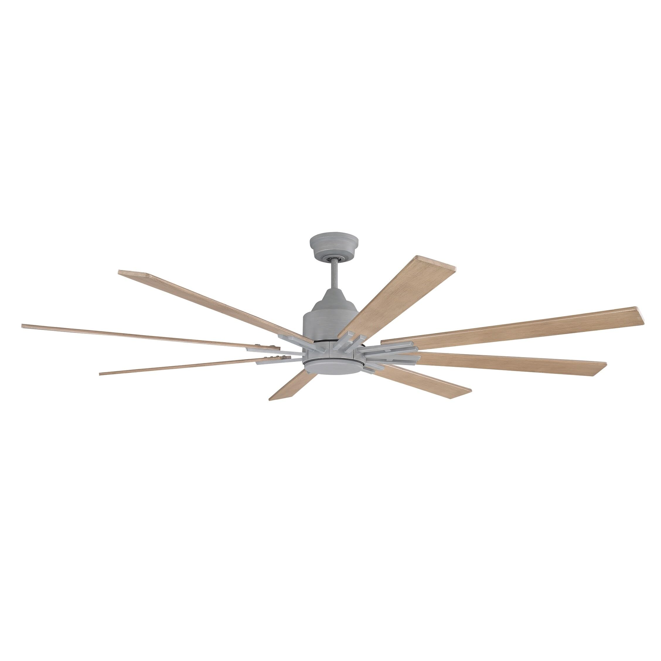 Craftmade FLE70ESP8 Fleming Industrial 70" Outdoor Ceiling Fan with LED Light Kit and Remote & Wall Control, 8 Blades on Energy Saving DC Motor, Espresso