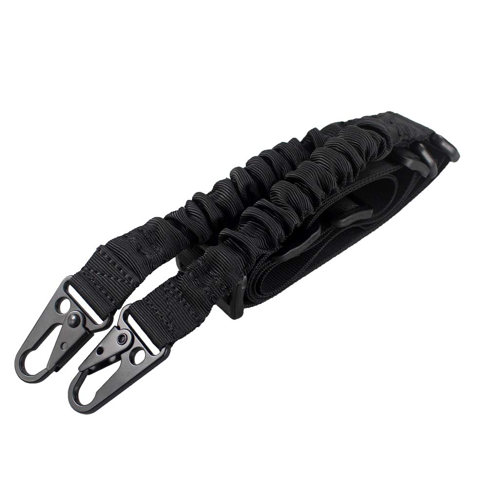 Depring 2 Points Rifle Sling Length Adjustable Traditional Gun Shoulder Strap with Metal Hook (Black)