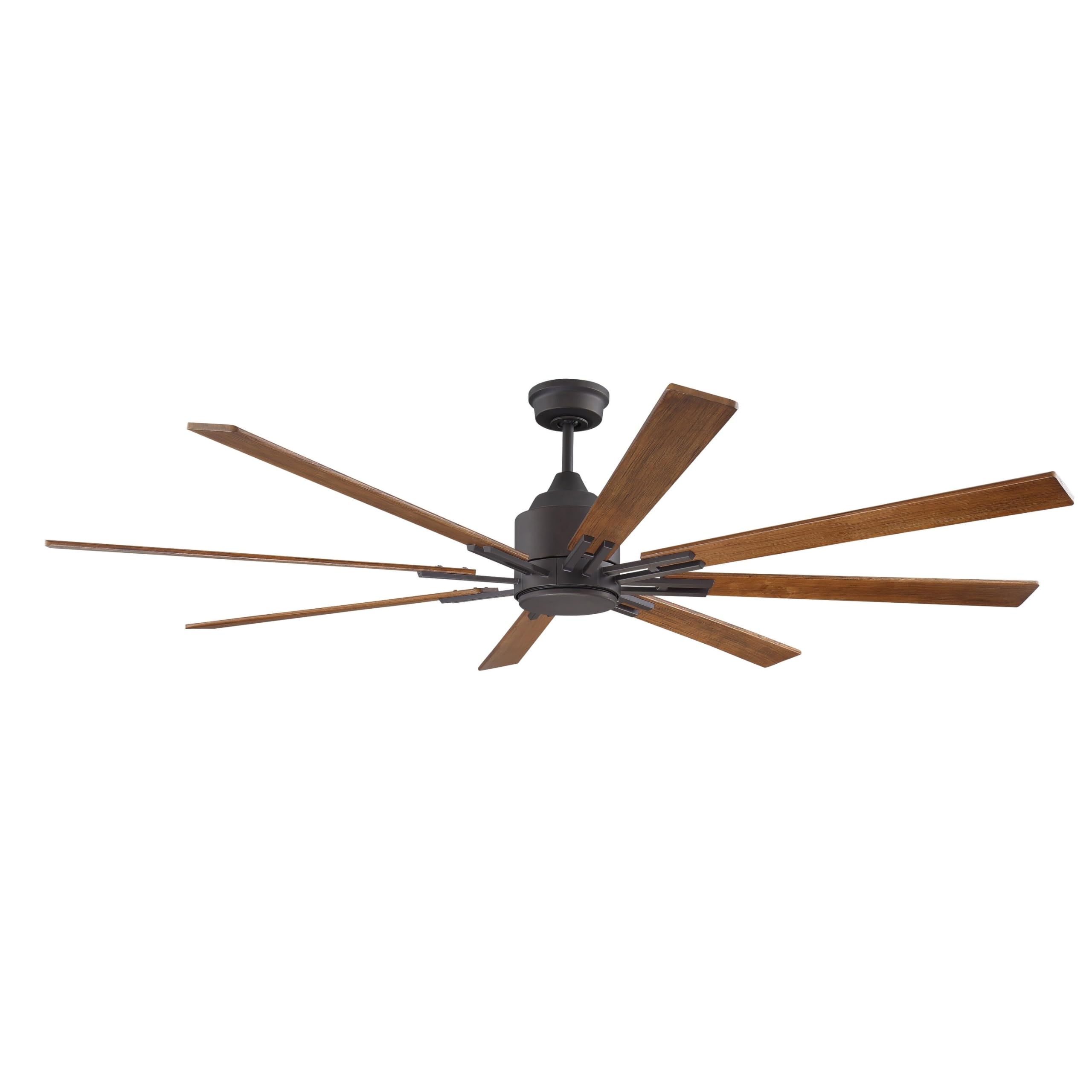 Craftmade FLE70ESP8 Fleming Industrial 70" Outdoor Ceiling Fan with LED Light Kit and Remote & Wall Control, 8 Blades on Energy Saving DC Motor, Espresso