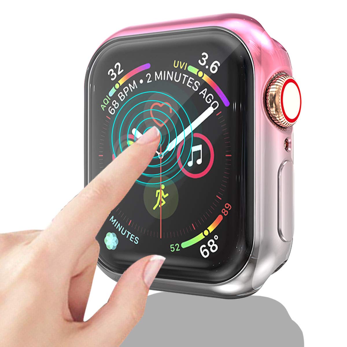 Josi Minea iWatch 5 & 4 [40mm] Protective Snap-On Case with Built-in HD Clear Screen Protector - Shockproof & Anti-Scratch Thin Cover Shield Compatible with Apple Watch Series 5 & 4 [40mm - Silver]