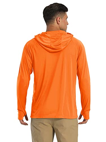 Fishing Shirts for Men Long Sleeve with Hooded UPF 50+ Sun Protection Moisture Wicking Active Rash Guards Summer Shirts Orange