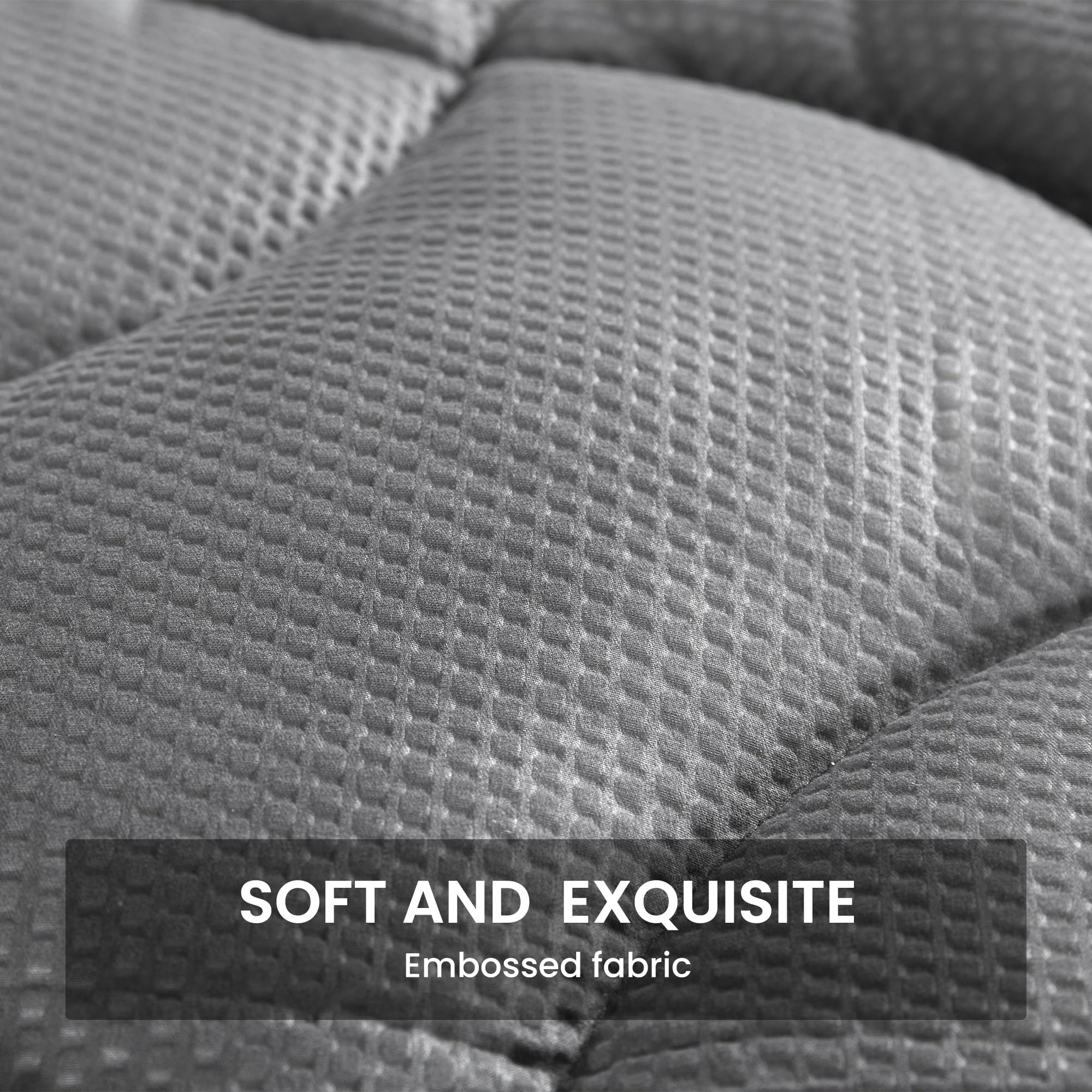 SLEEP ZONE Cooling Twin Mattress Topper for Single Bed, Premium Zoned Cool Mattress Pad Cover, Padded Mattress Protector Breathable Washable, Deep Pocket 8-21" (Grey, Twin, 39 x 75)