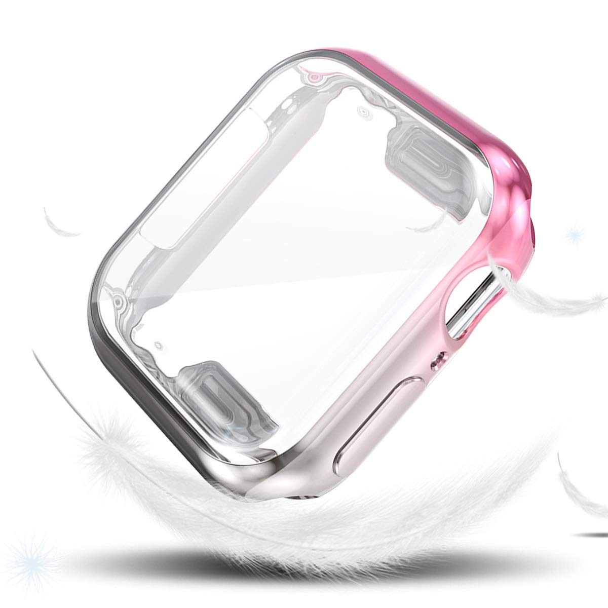 Josi Minea iWatch 5 & 4 [40mm] Protective Snap-On Case with Built-in HD Clear Screen Protector - Shockproof & Anti-Scratch Thin Cover Shield Compatible with Apple Watch Series 5 & 4 [40mm - Silver]